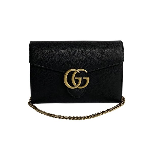 Gucci | Bags | Gucci Gg Marmont Logo Hardware Leather Genuine Chain ...